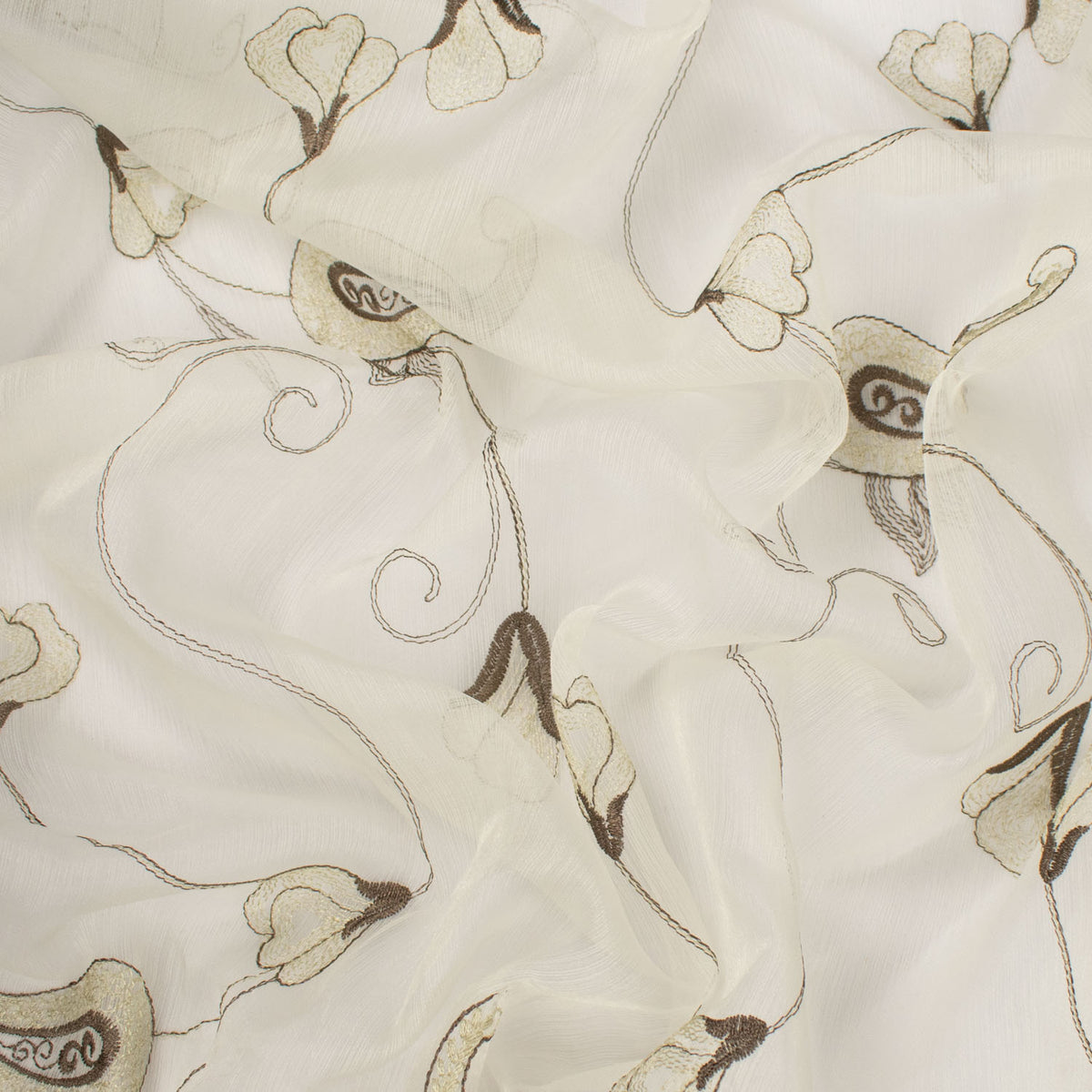 Turkish Lace Border Curtaining Sheer/Voile Paisley Embroidered ...