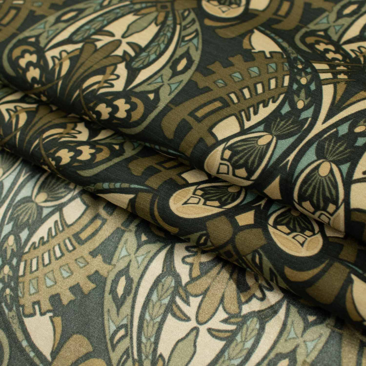 Printed Satin Lining Design-19 Olive Green Abstract Butterflies ...