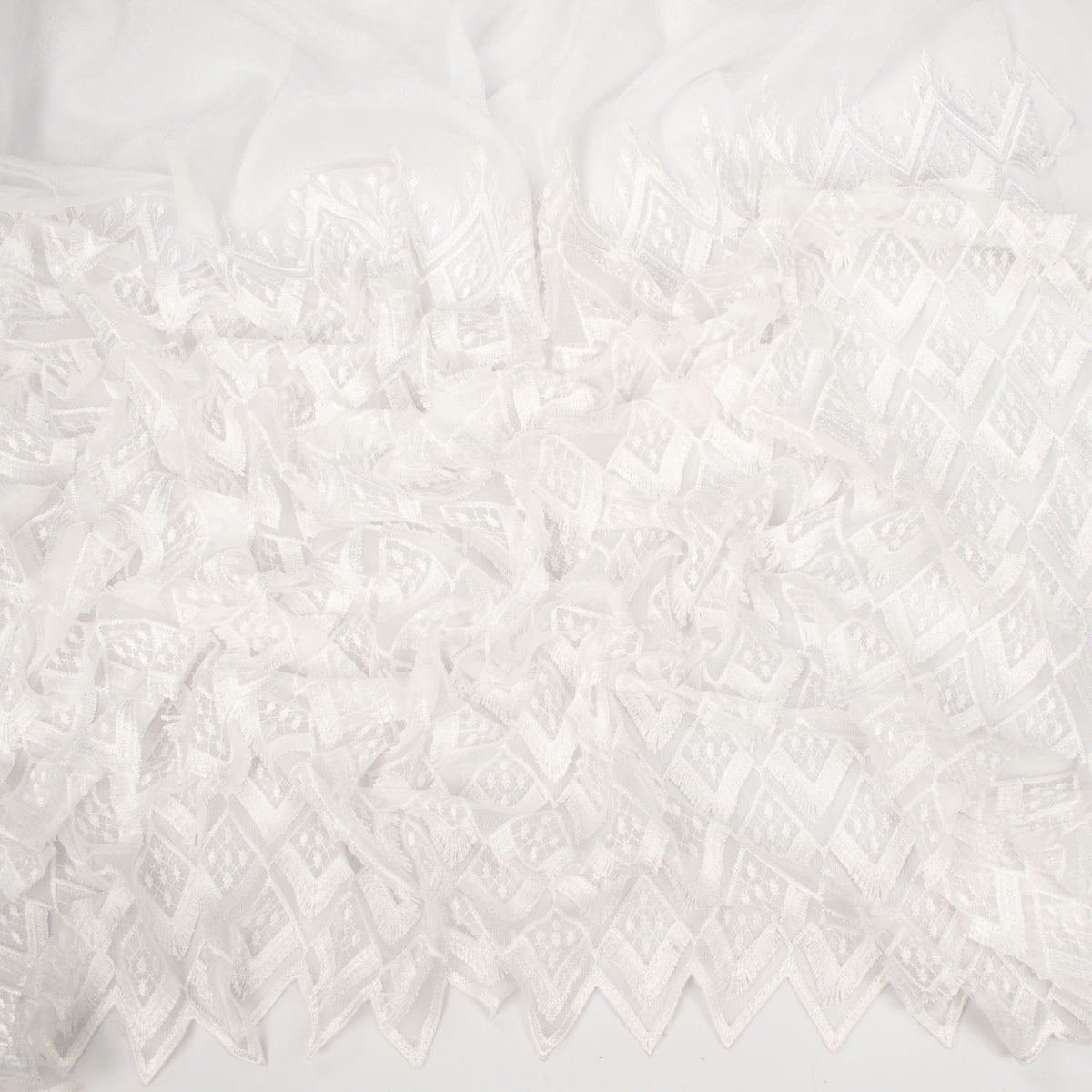 Turkish Lace Border Curtaining Sheer/Voile Metallic Fringing Rhombus E ...