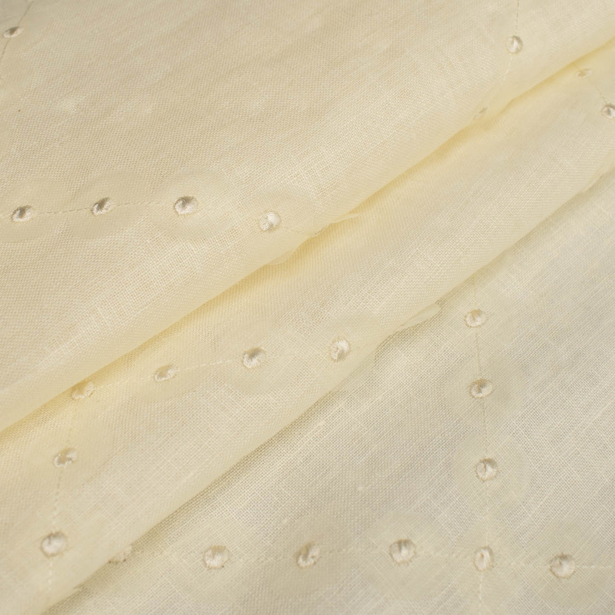 Rhombus Dots Embroidered Ivory Linen – Homecraft Textiles