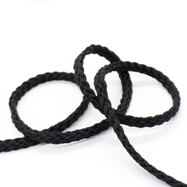 Plaited Lacing Cord Poly Braided Cord - Black 5mm – Homecraft Textiles