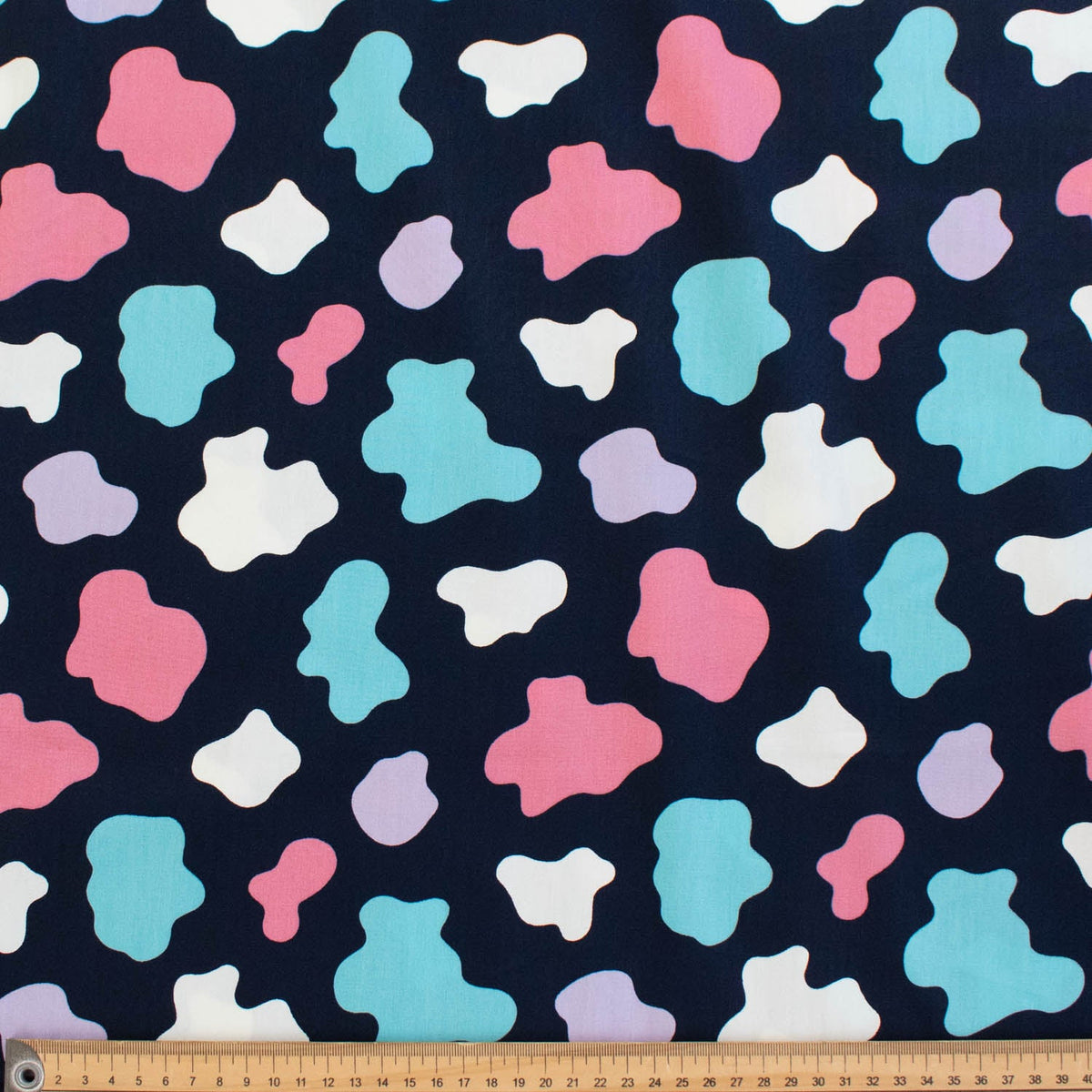 Navy Colourful Cow Cotton Print – Homecraft Textiles