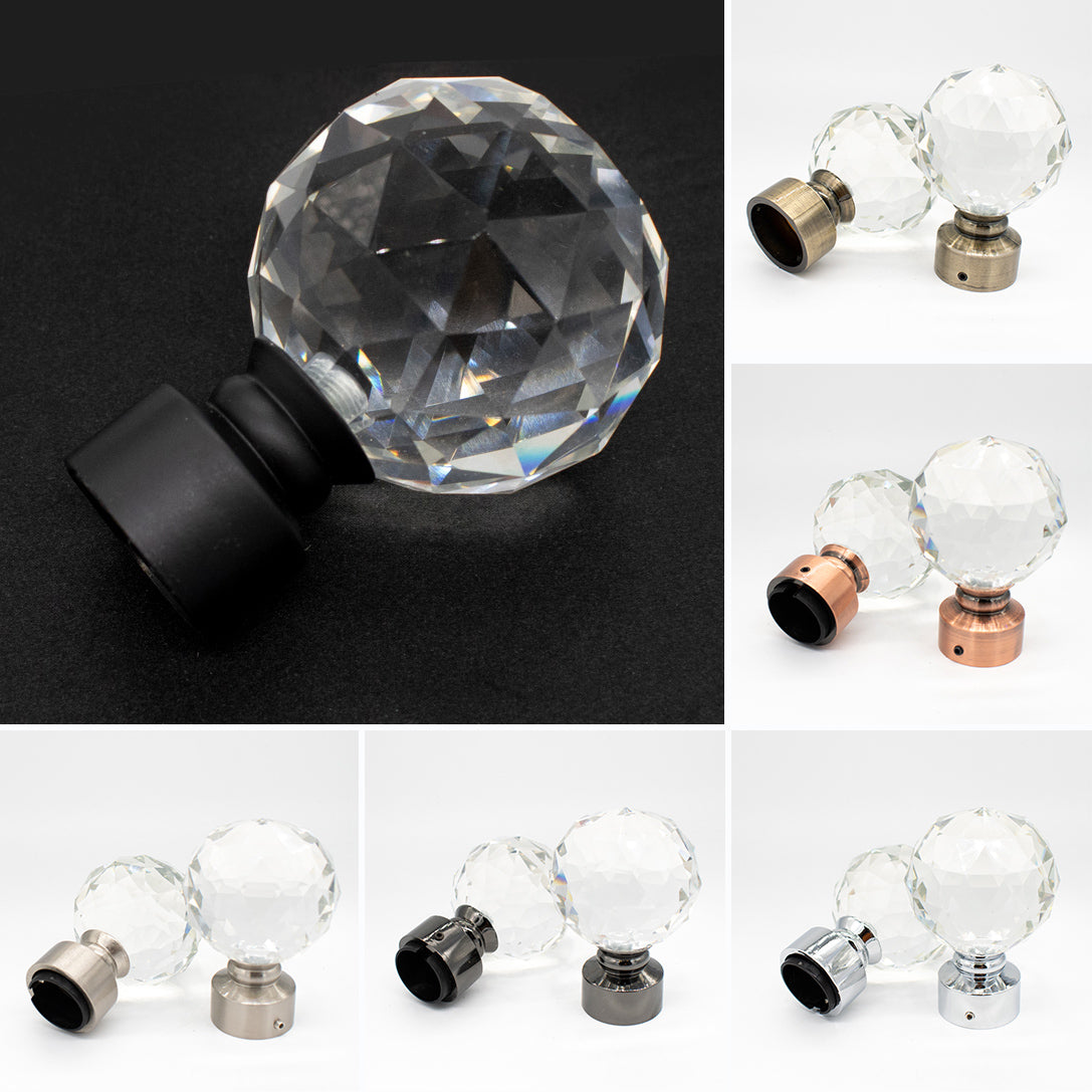 Curtain Rod Finials Crystal Ball Rod End Caps – Homecraft Textiles
