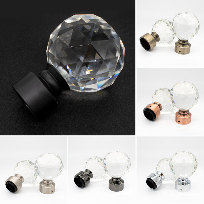 Curtain Rod Finials Crystal Ball Rod End Caps – Homecraft Textiles
