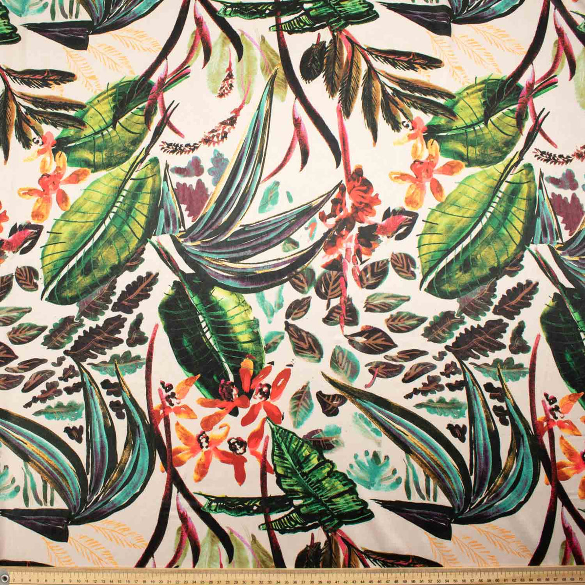 Digital Printed Satin Design-21 Leaves on Cream – Homecraft Textiles