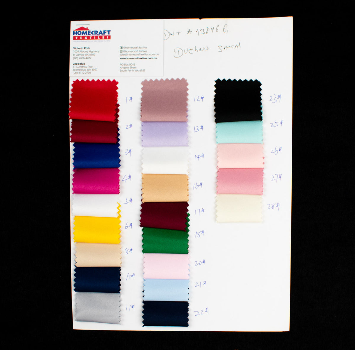 Premium Duchess Satin Sample Book – Homecraft Textiles