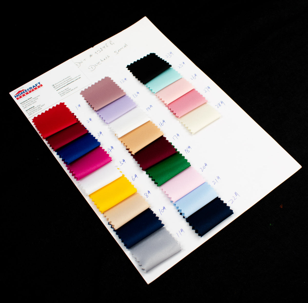 Premium Duchess Satin Sample Book – Homecraft Textiles