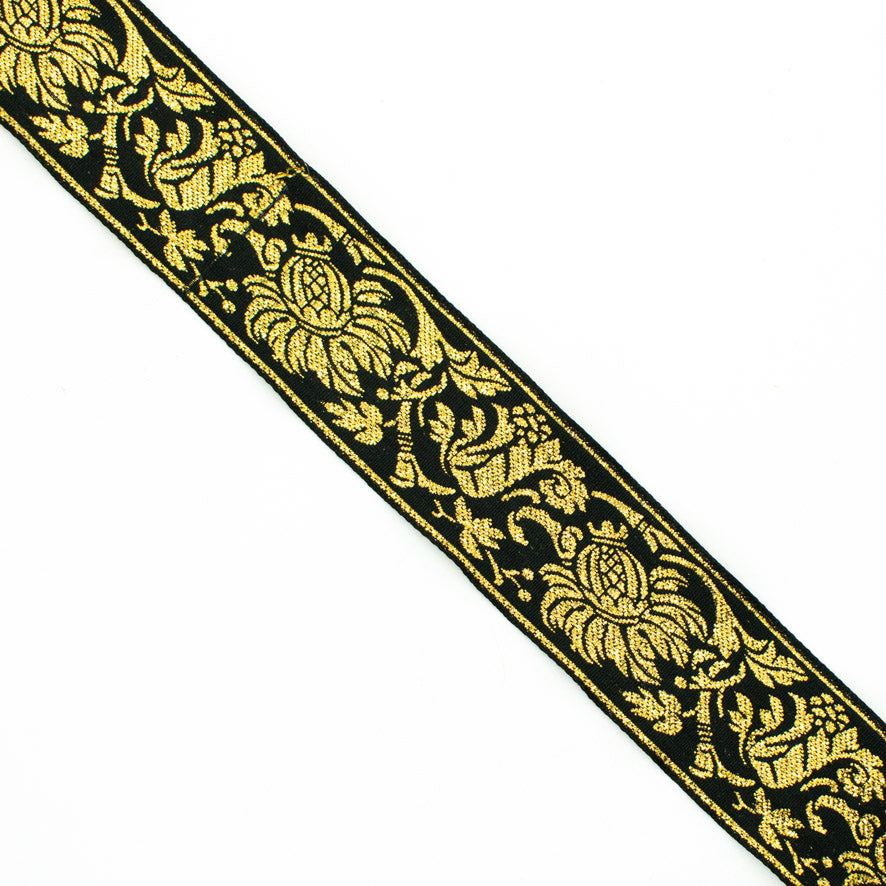 Gold & Silver Metallic Embroidered Jacquard Ribbon-35mm – Homecraft ...