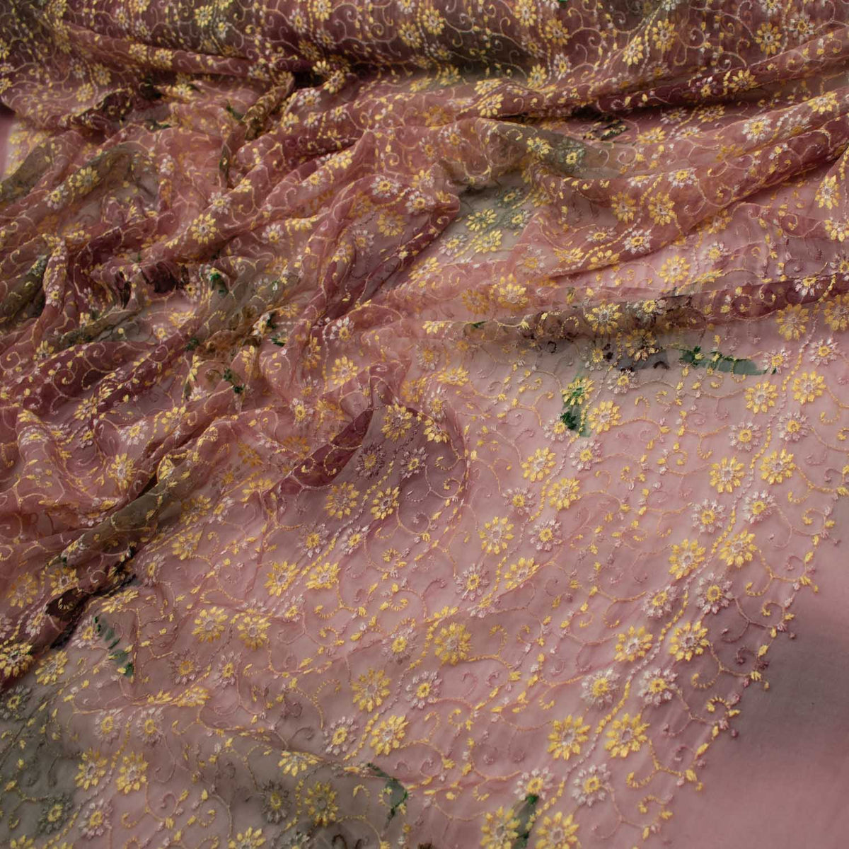 Embroidered Floral Vines Shaded Chiffon Lace – Homecraft Textiles