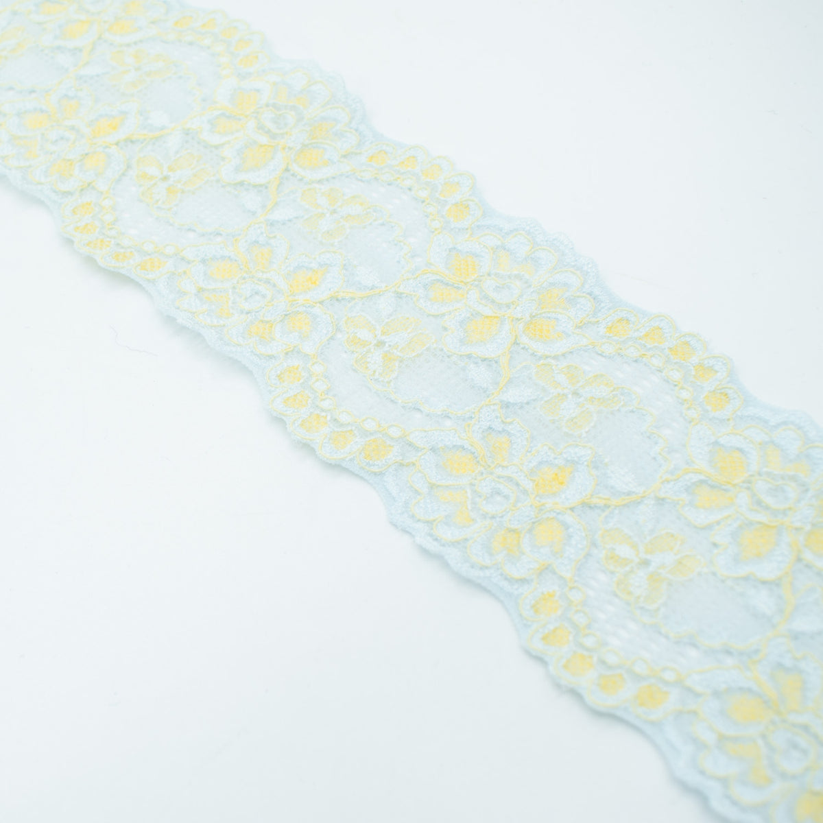 Flower Yellow & Mint Stretch Lace Trim 4.5cm – Homecraft Textiles