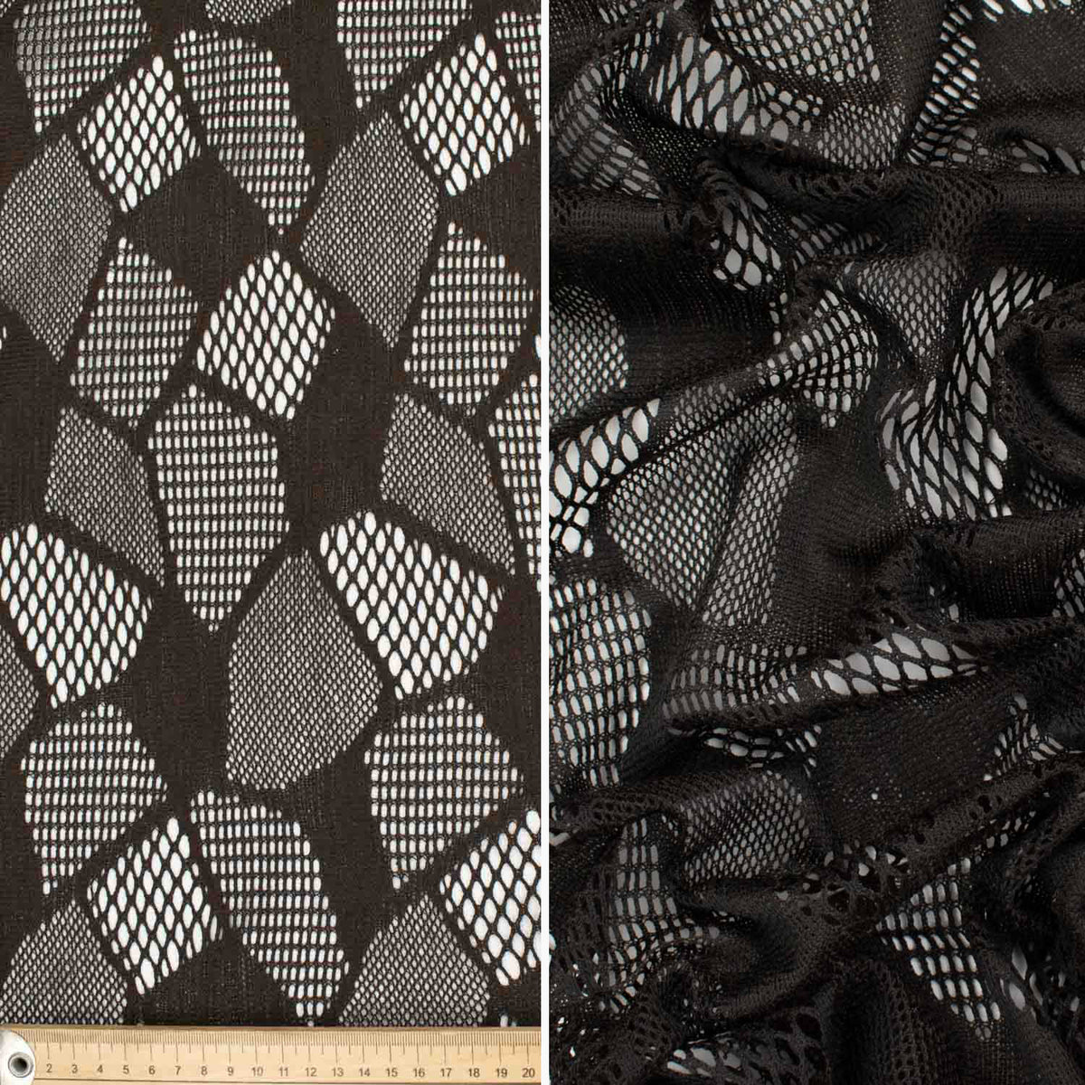 Air Flow Geometric Knit Reversible Tulle Mesh Brown & Black – Homecraft ...