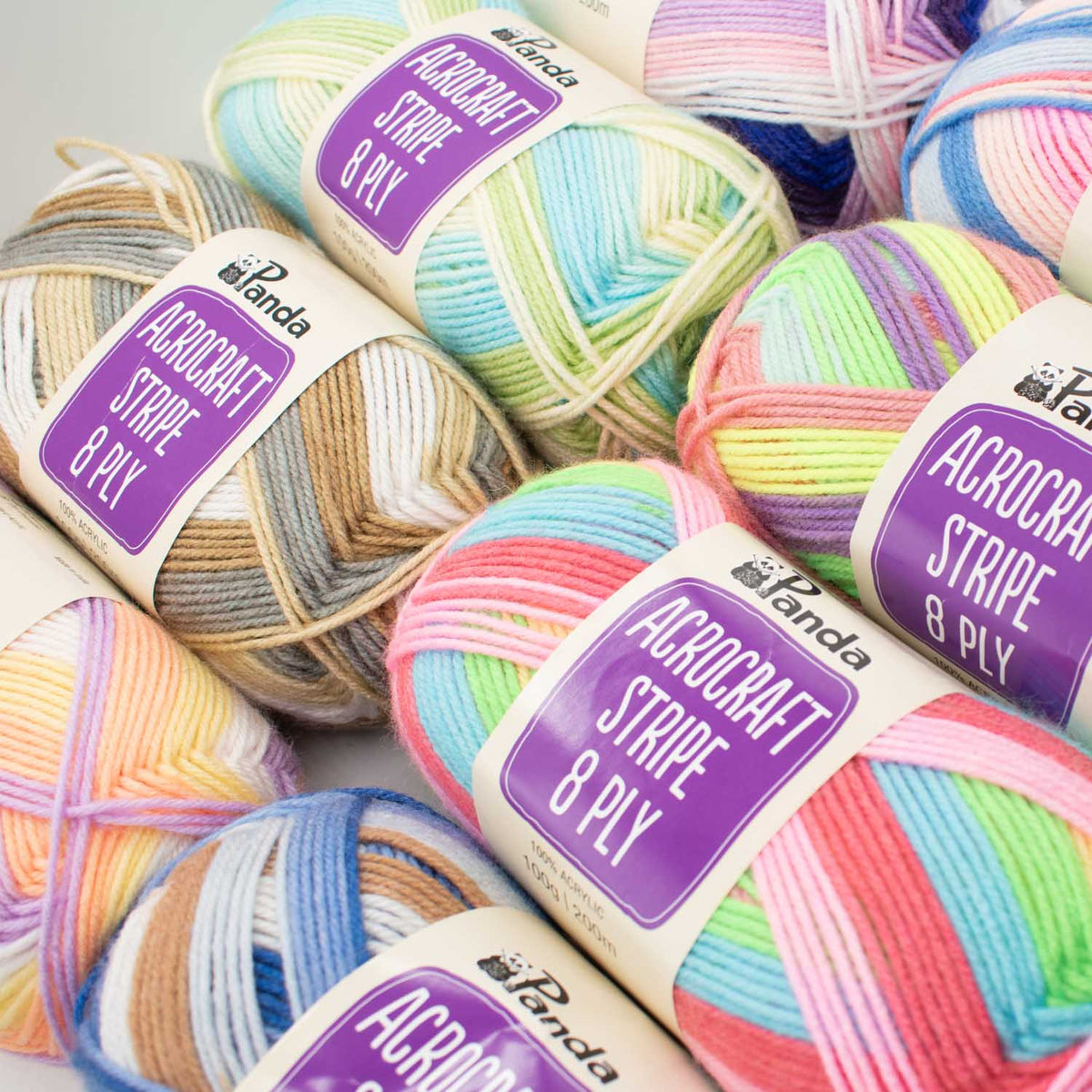 Panda Acrocraft Stripe 8 Ply Knitting Yarn – Homecraft Textiles