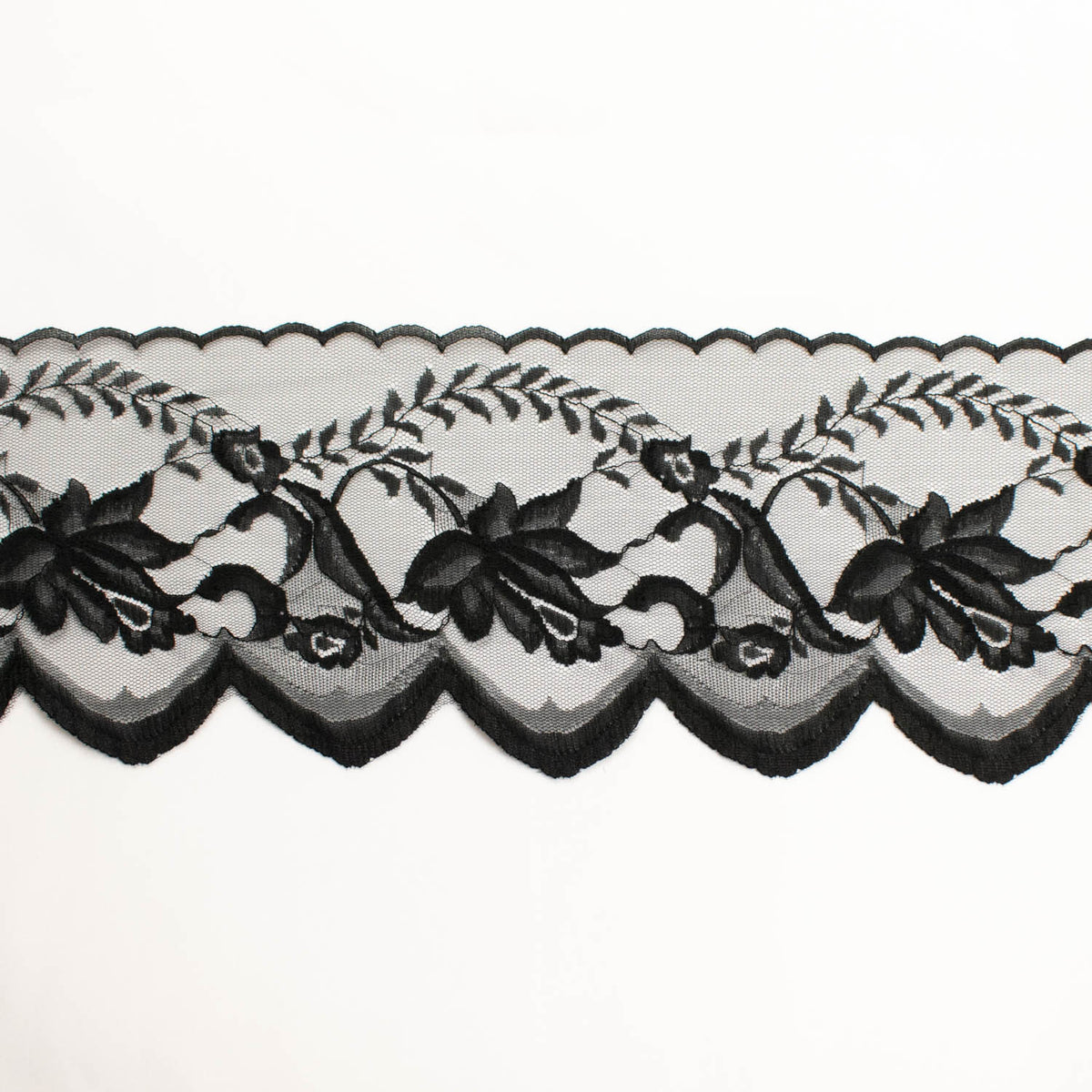Nylon Lace Trim Design-17 Black Floral Vines 135mm – Homecraft Textiles