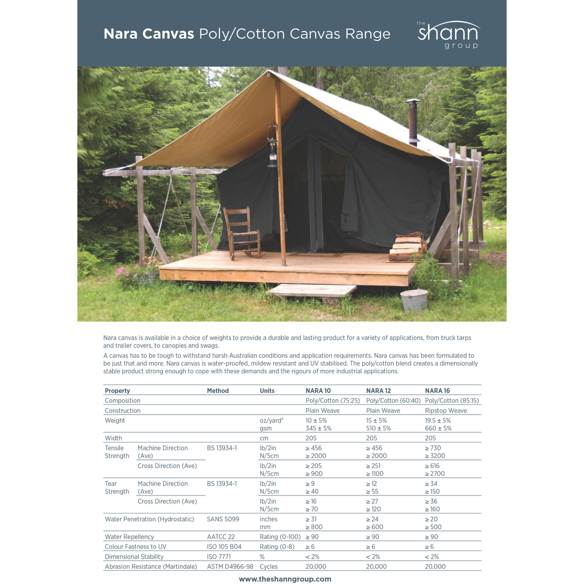 Nara Outdoor Poly/Cotton Canvas Water-Proofed UV Stabilised 205cm Wide ...