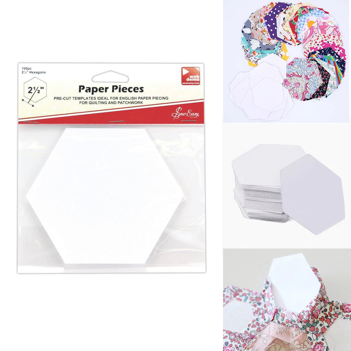 Sew Easy Hexagon Paper Pieces White Quilting Templates – Homecraft Textiles