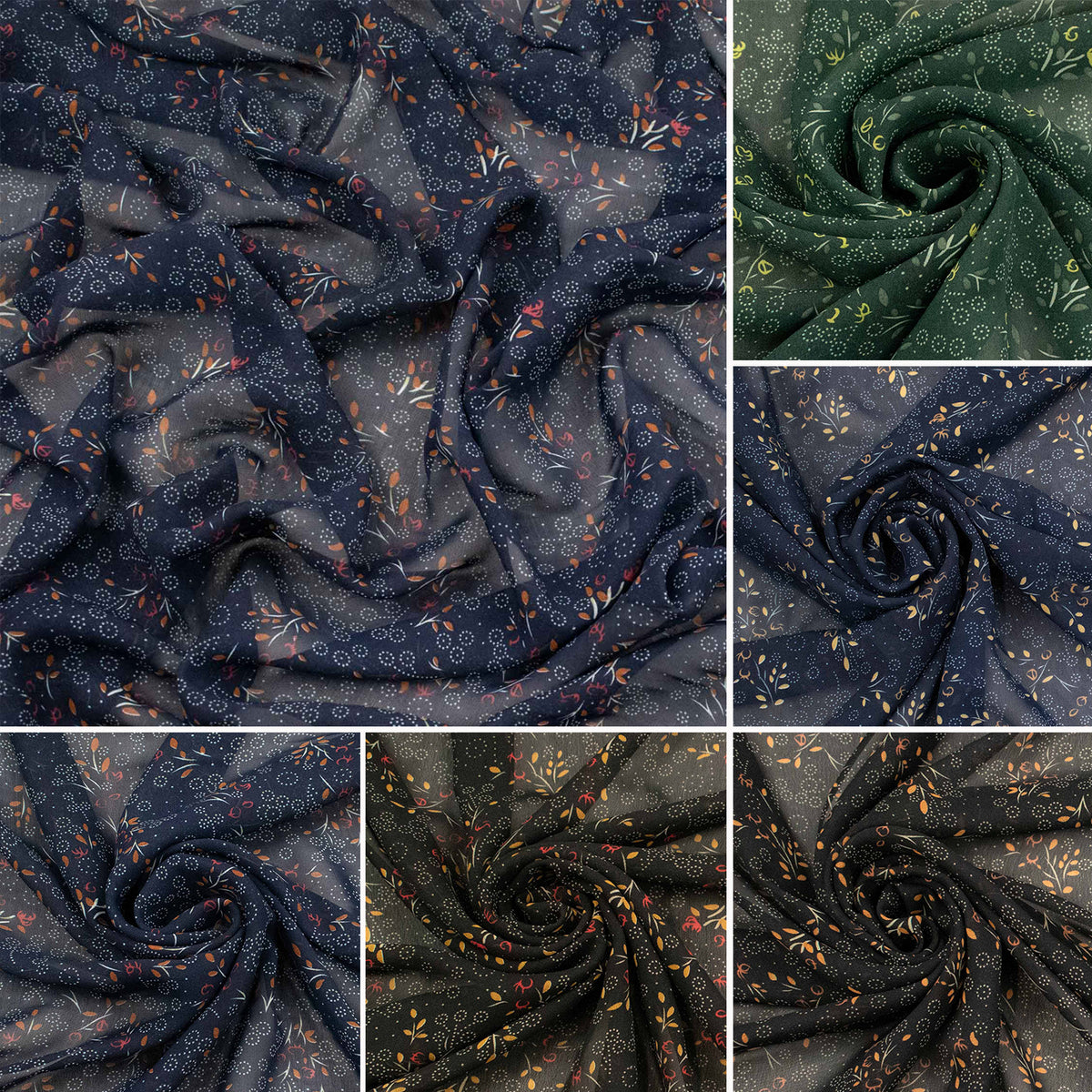 Printed Chiffon Design-90 Mini Leaves – Homecraft Textiles