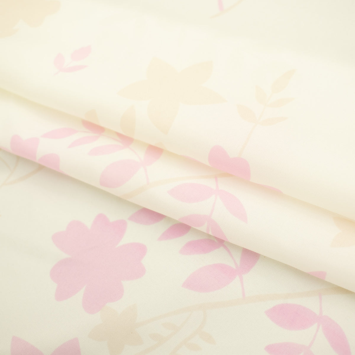 Printed Lining Design-16 Baby Pink Leaves on Cream – Homecraft Textiles