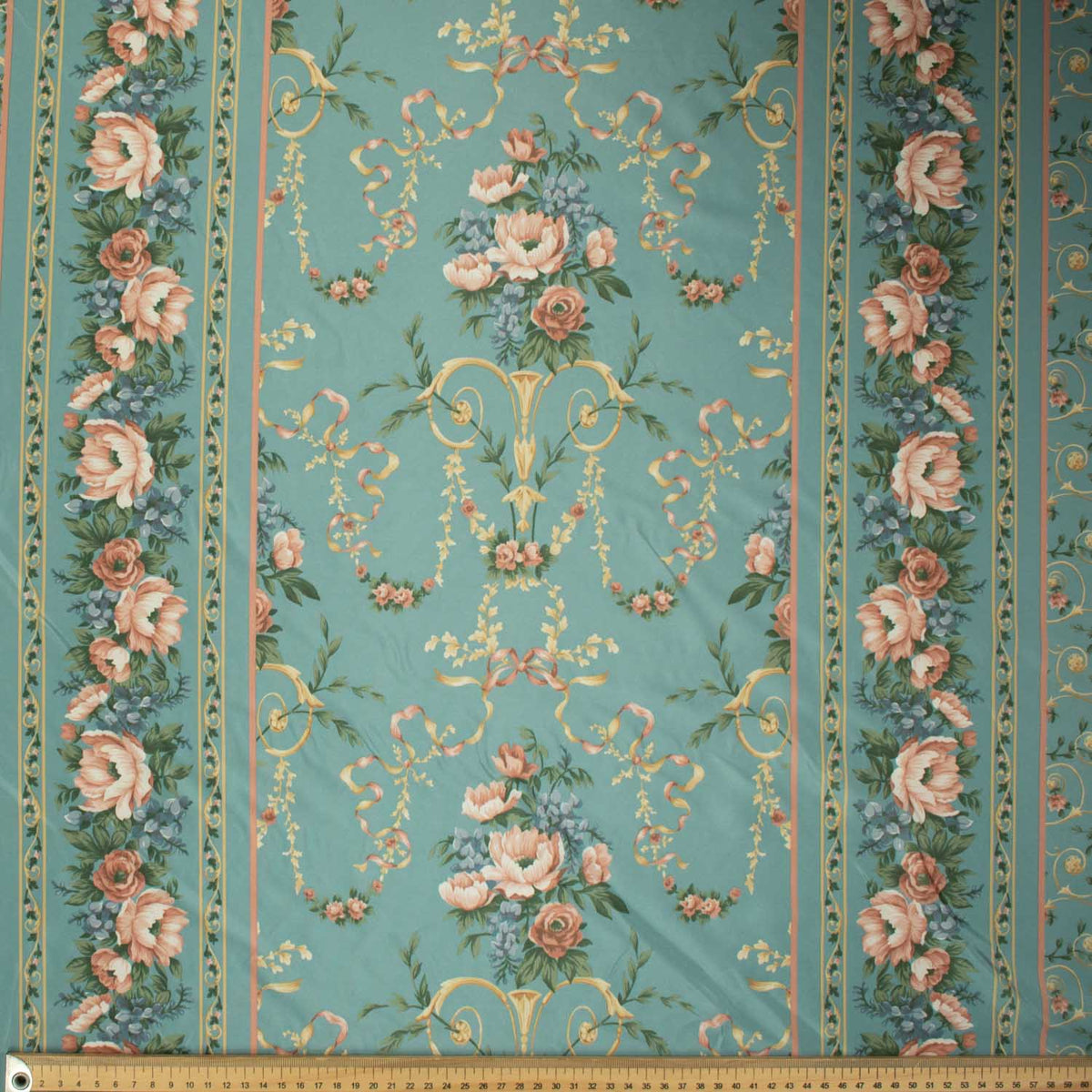 Printed Lining Design-28 Vintage Pink Florals on Teal – Homecraft Textiles