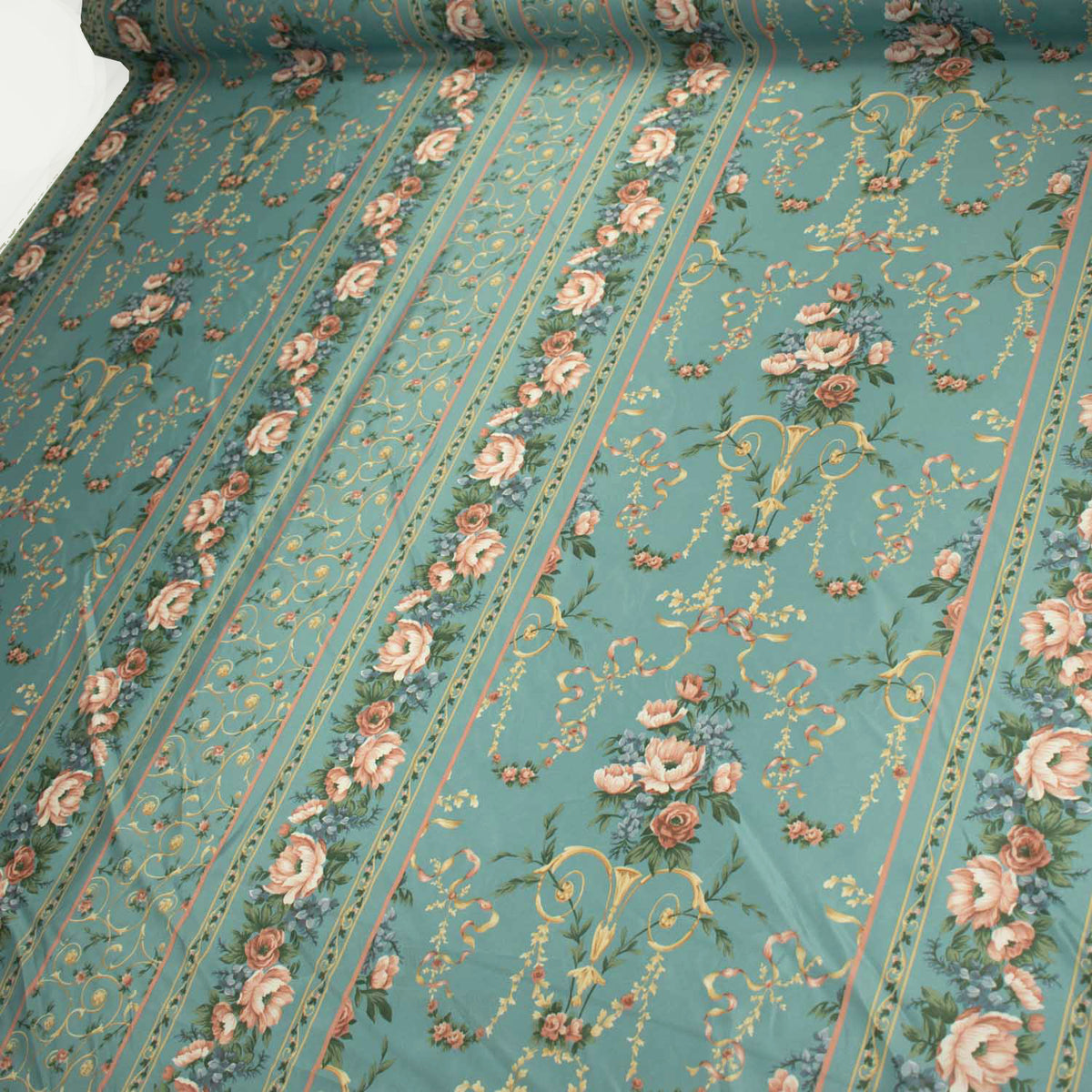 Printed Lining Design-28 Vintage Pink Florals on Teal – Homecraft Textiles