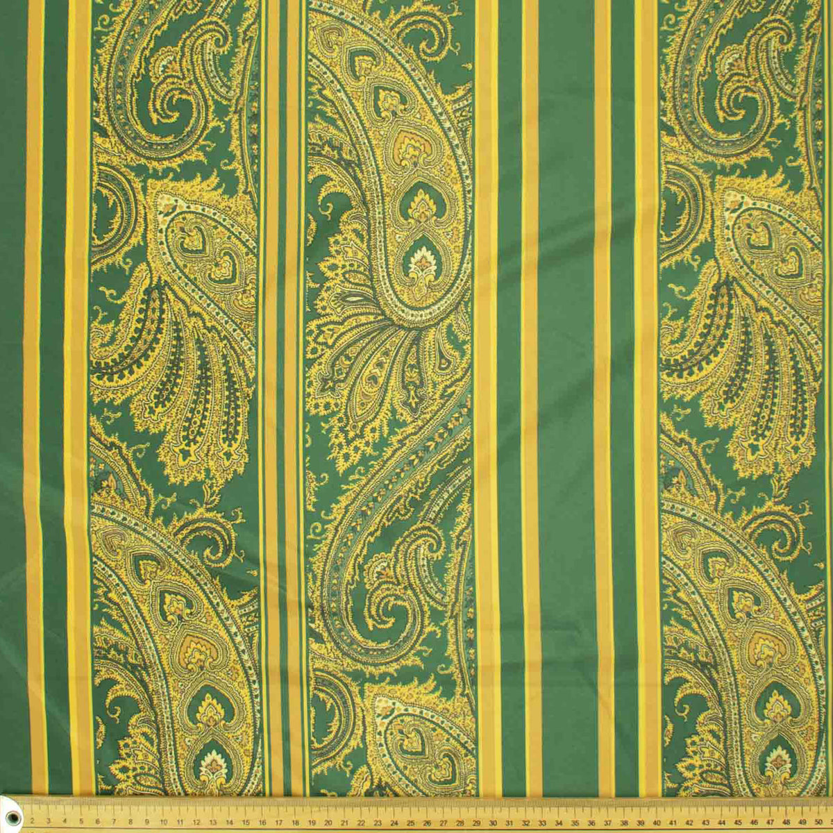 Printed Lining Design-31 Vintage Gold Paisley On Green Stripes ...
