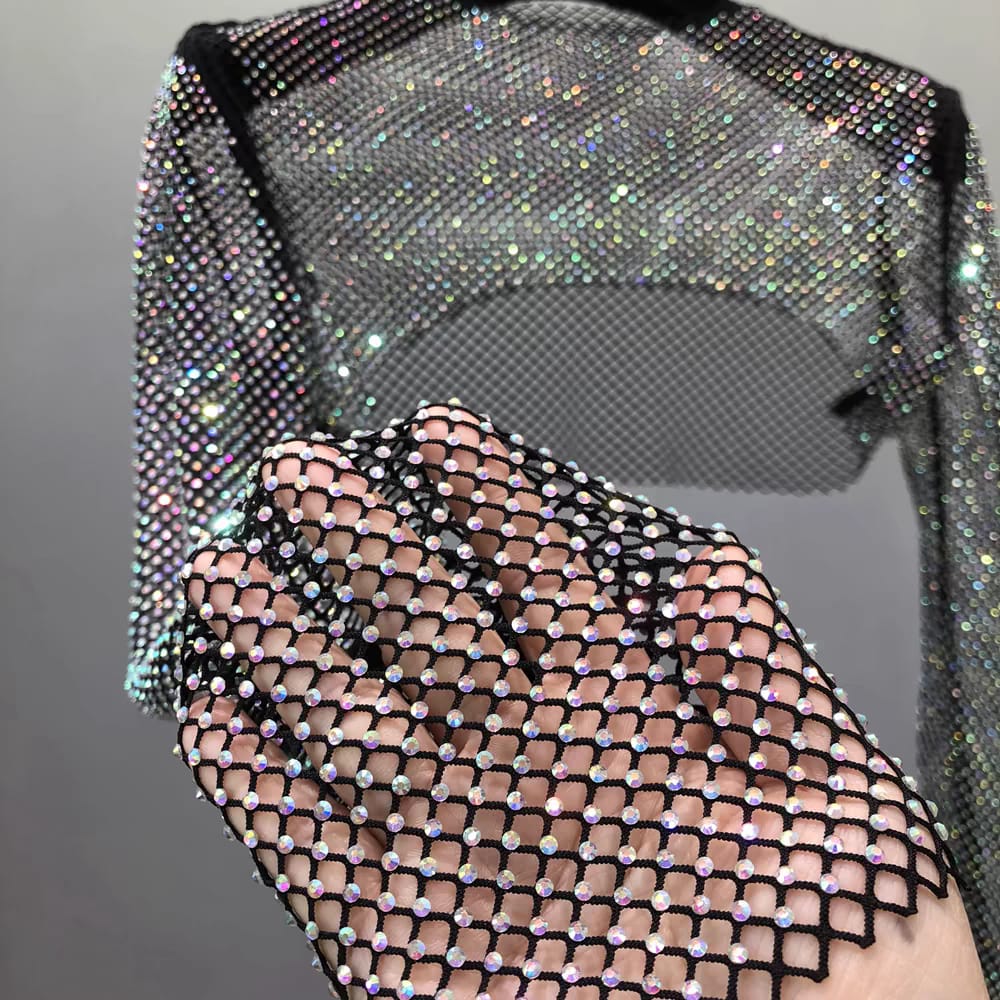Holographic Diamante/Rhinestone Stretch Mesh – Homecraft Textiles