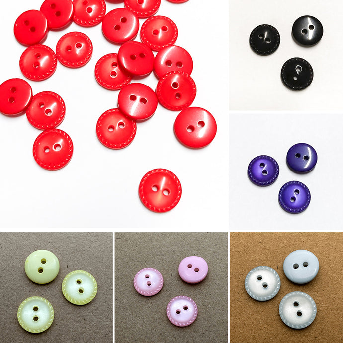2 Hole Shiny Crimp Edge Button 12mm – Homecraft Textiles