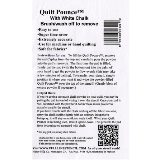 Quilt Pounce Pad with White Wash Out Chalk – Homecraft Textiles