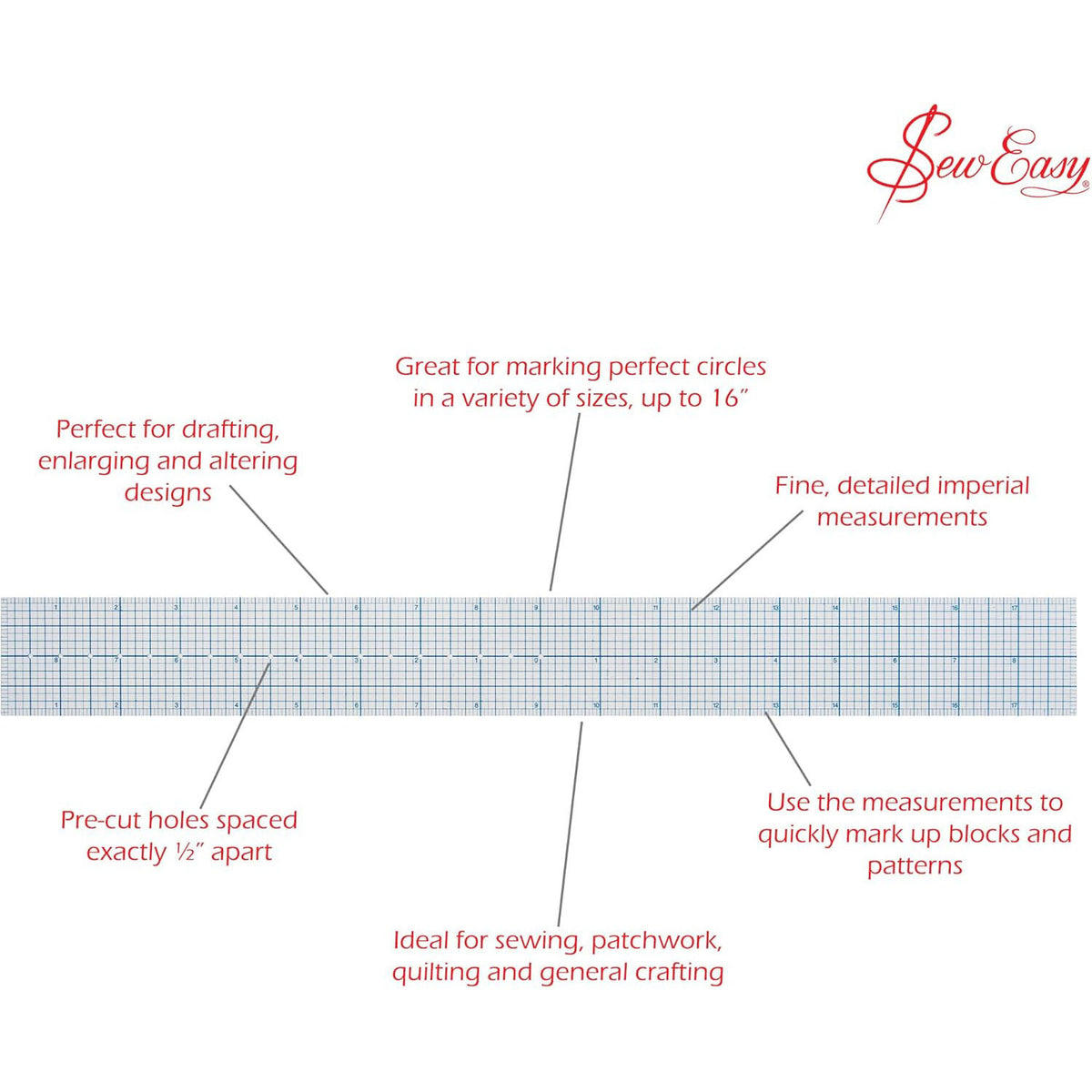 Sew Easy Circle & Scallop Ruler 18" x 2" – Homecraft Textiles