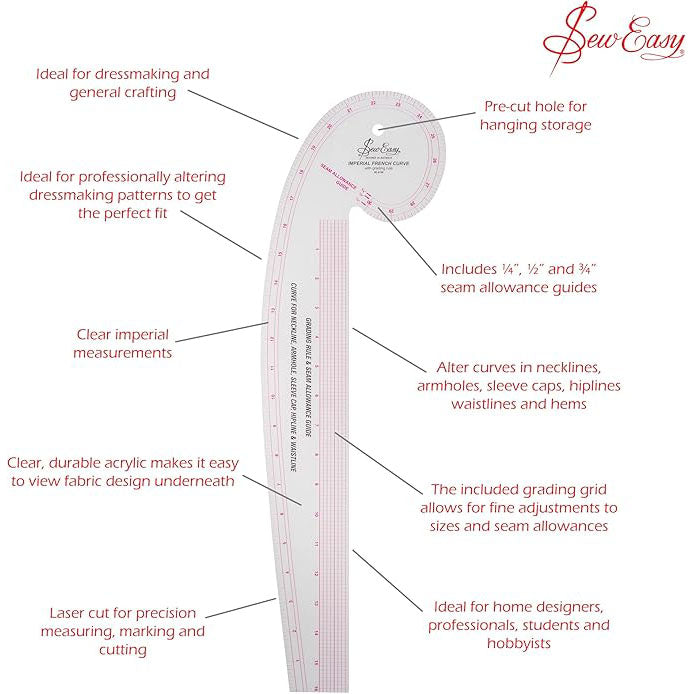 Sew Easy French Curve Pattern Making Ruler Imperial – Homecraft Textiles