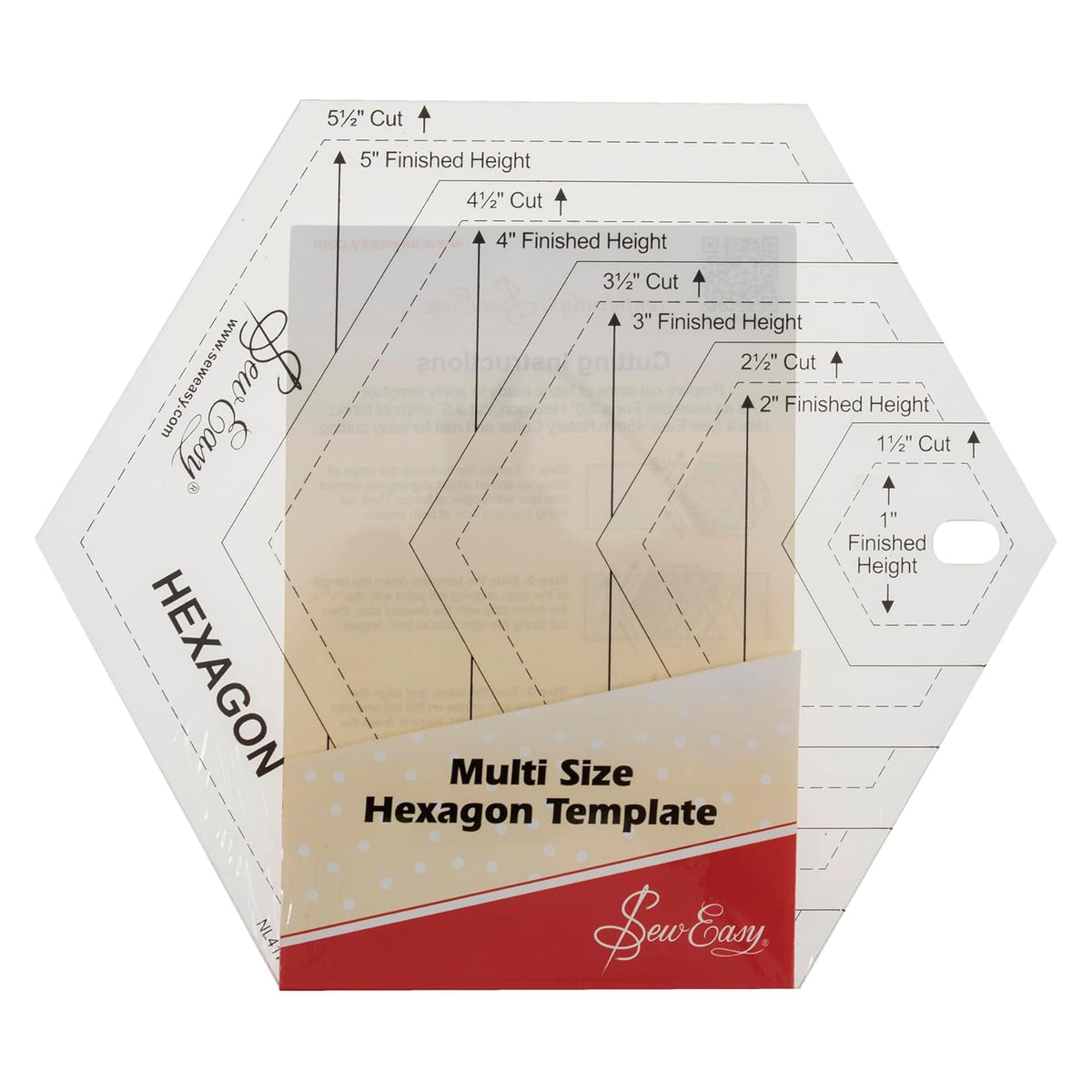 Sew Easy Multi Size Hexagon Patchwork Template Quilting Ruler ...