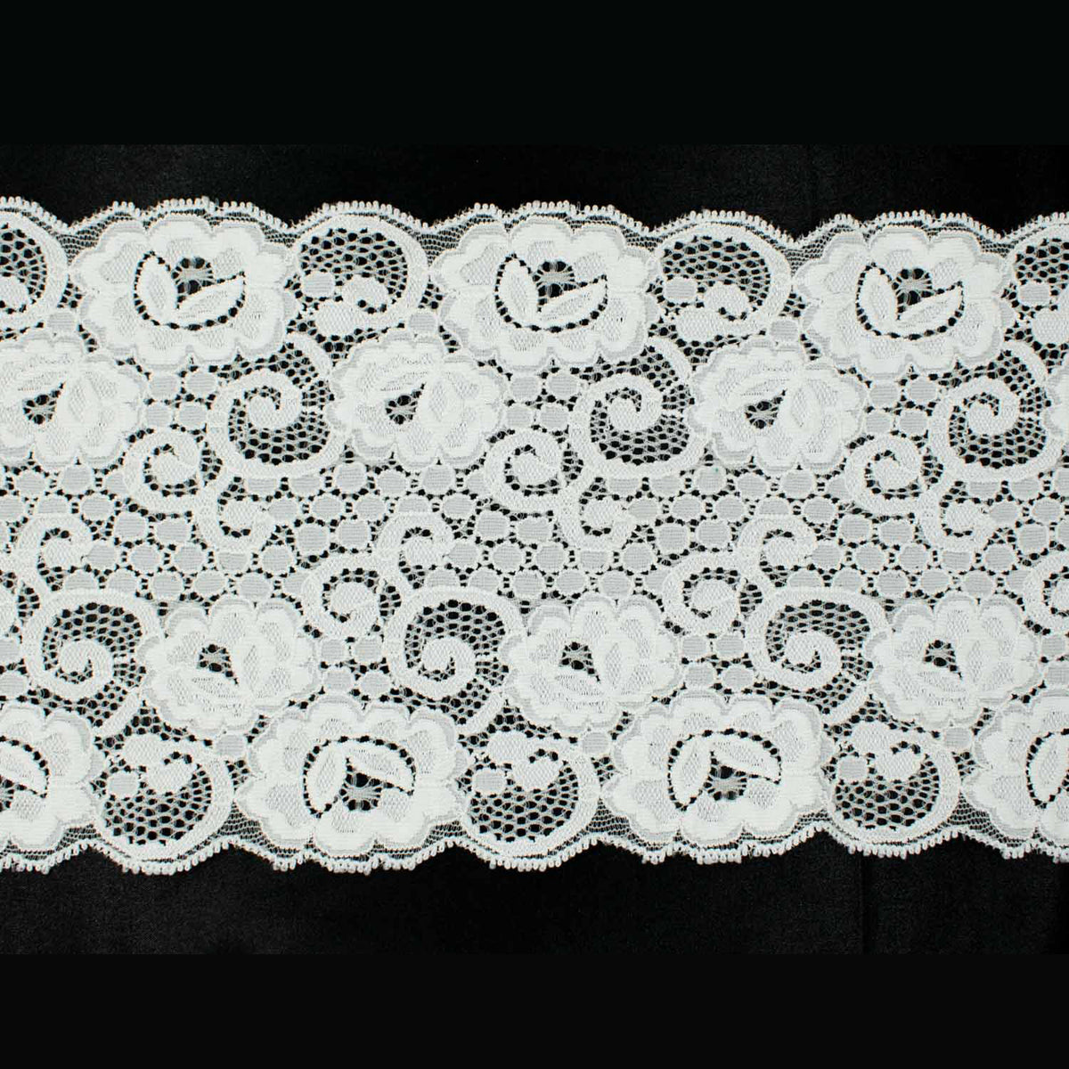 Light Grey Floral Stretch Raschel Lace Trim 150mm – Homecraft Textiles