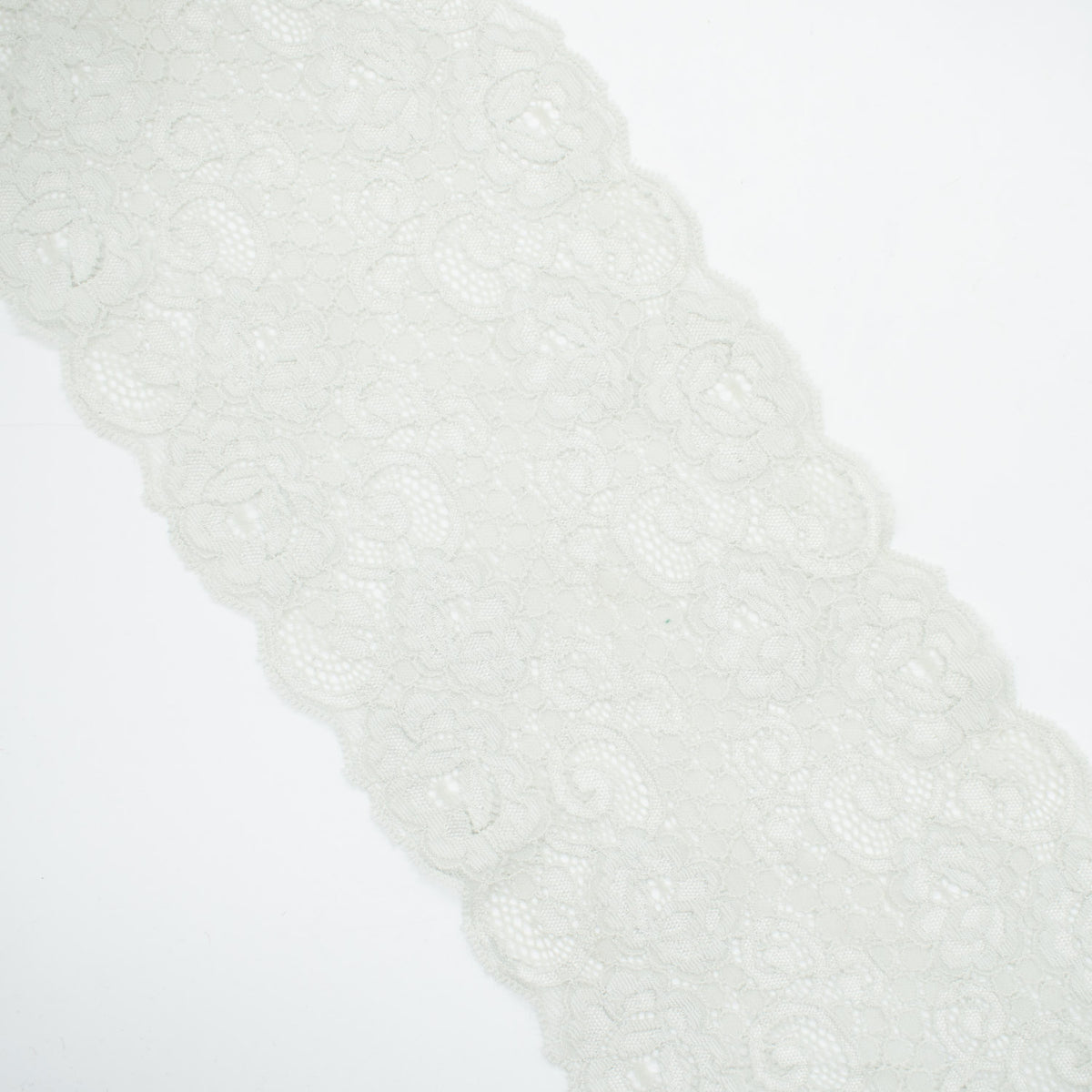 Light Grey Floral Stretch Raschel Lace Trim 150mm – Homecraft Textiles