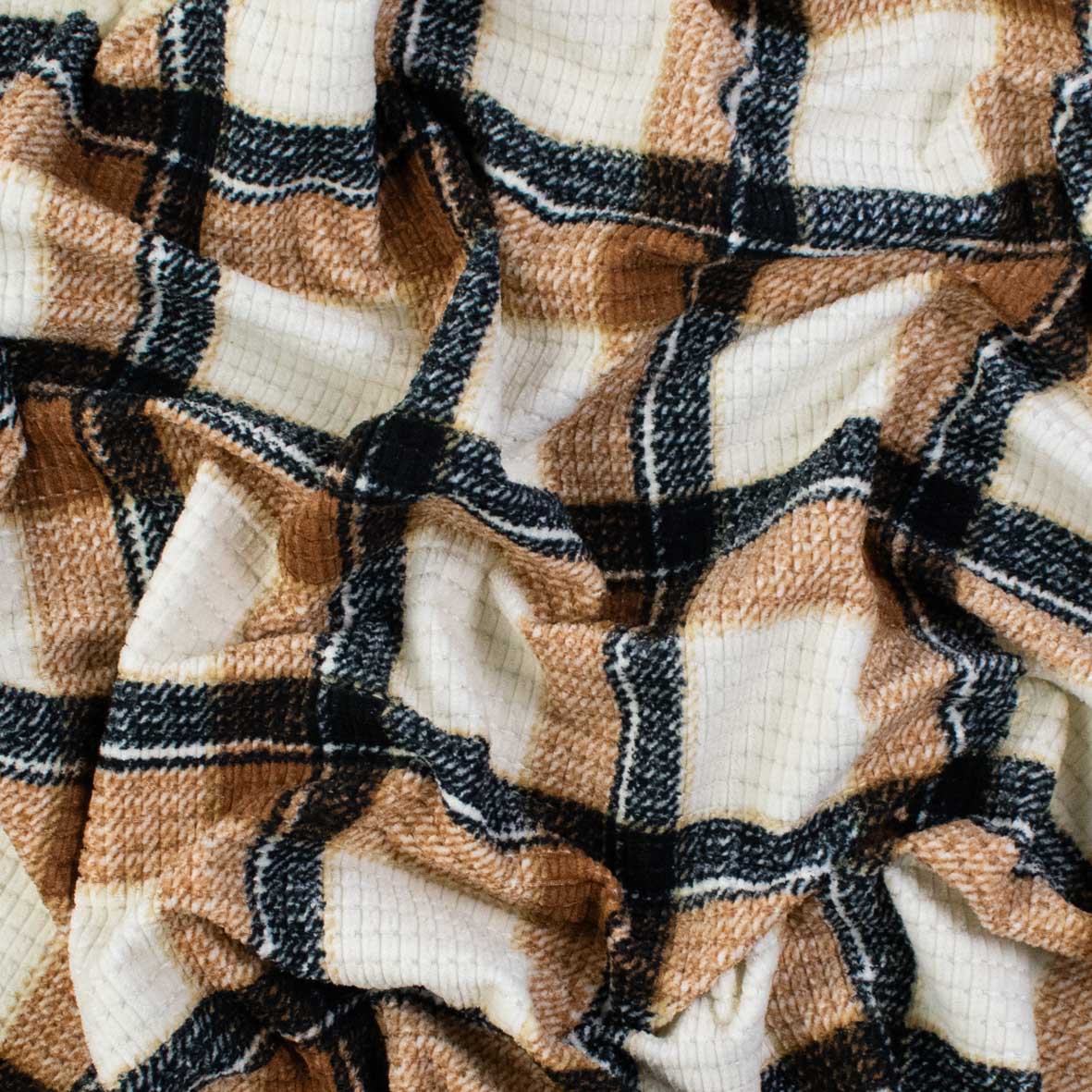 Soft Textured Woven Plaid Check - Ivory, Brown & Black Classic Check S ...
