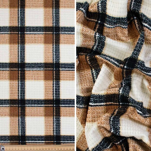 Soft Textured Woven Plaid Check - Ivory, Brown & Black Classic Check S ...