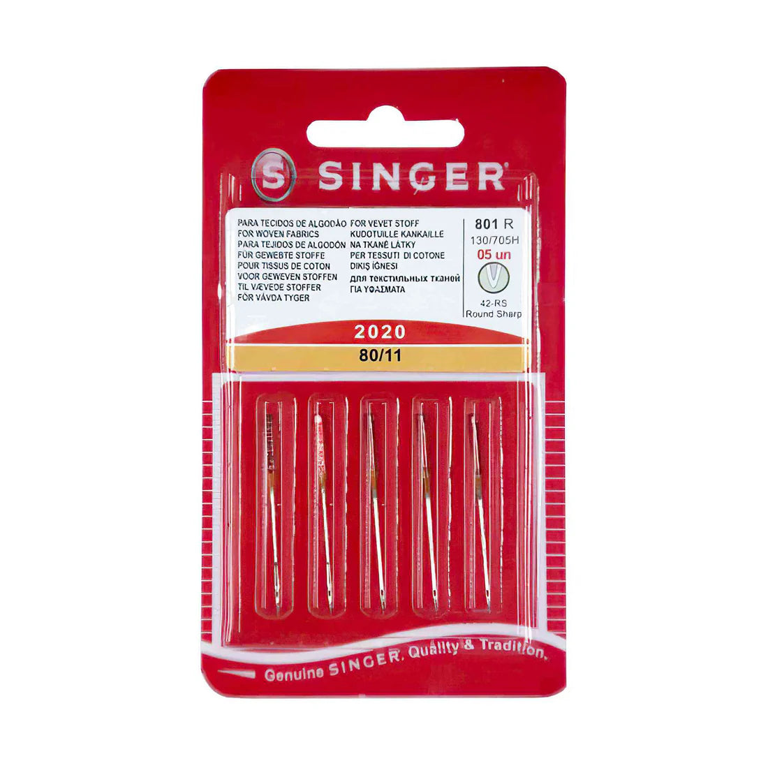 Singer Sewing Machine Needles 2020 Universal 80/11 - 5 Per Cassette ...