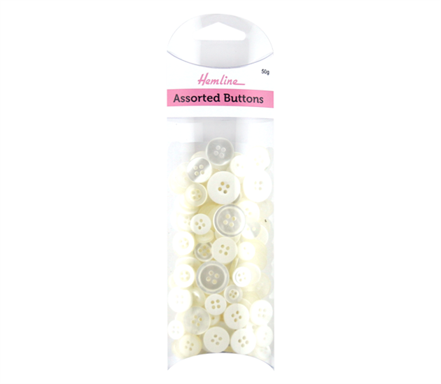 Buttons - Bulk pack - Assorted White Designs and Sizes – Homecraft Textiles