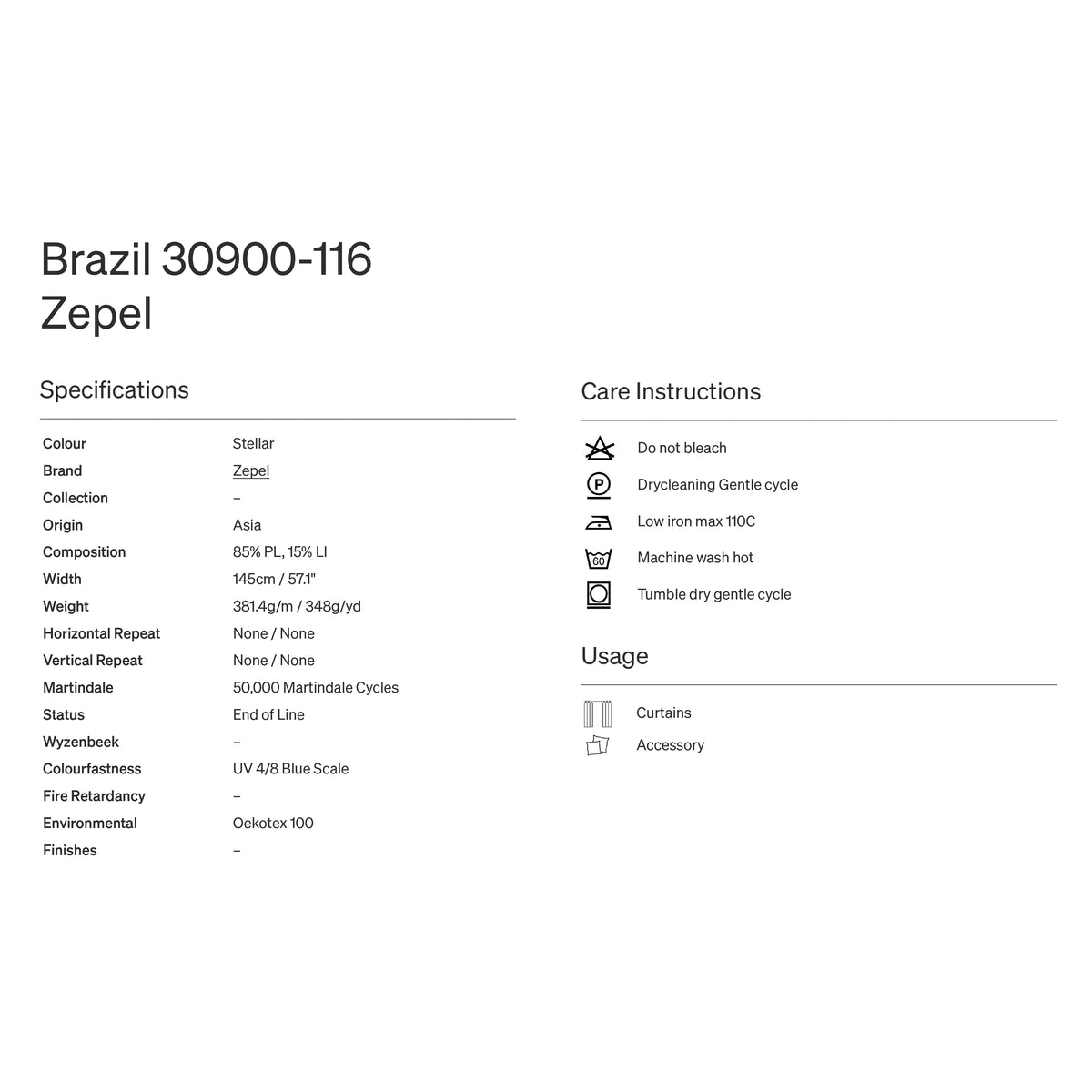 Brazil by Zepel Curtaining/Upholstery Drapery Fabric – Homecraft Textiles