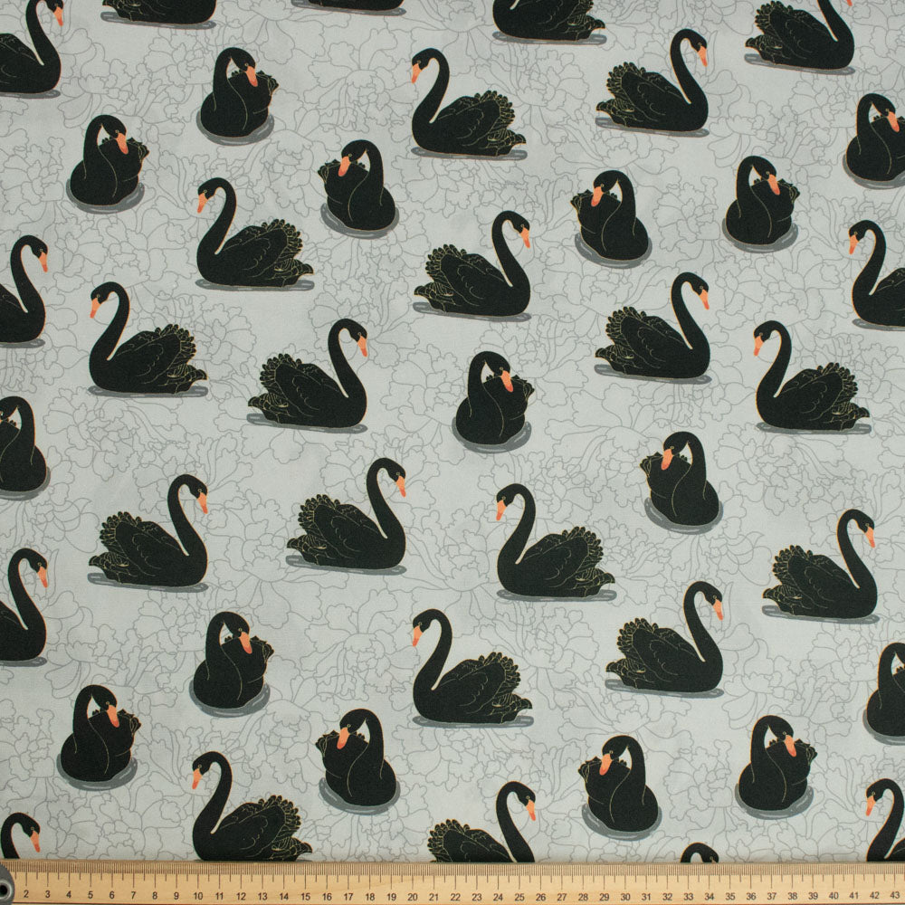 Australiana/Aboriginal Inspired Cotton Prints Design - Black Swan on B ...