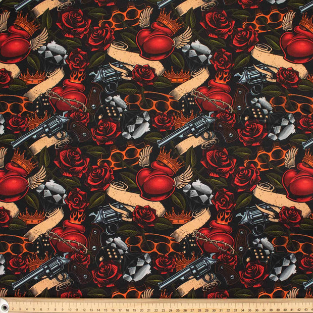 Gothic Characteristic Tone Series Heart Color Roses Red Cotton Prints ...