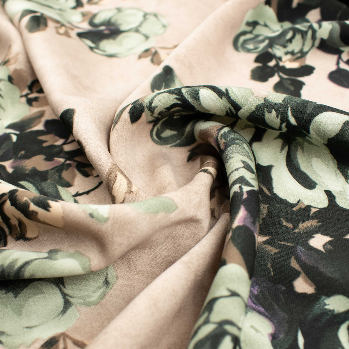 Ice Wash Prints Design-707 Grey Flowers on Latte – Homecraft Textiles