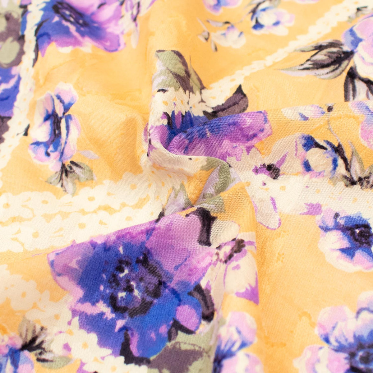 Japanese Pure Cotton Lawn Prints Design-154 Purple Flowers and White L ...