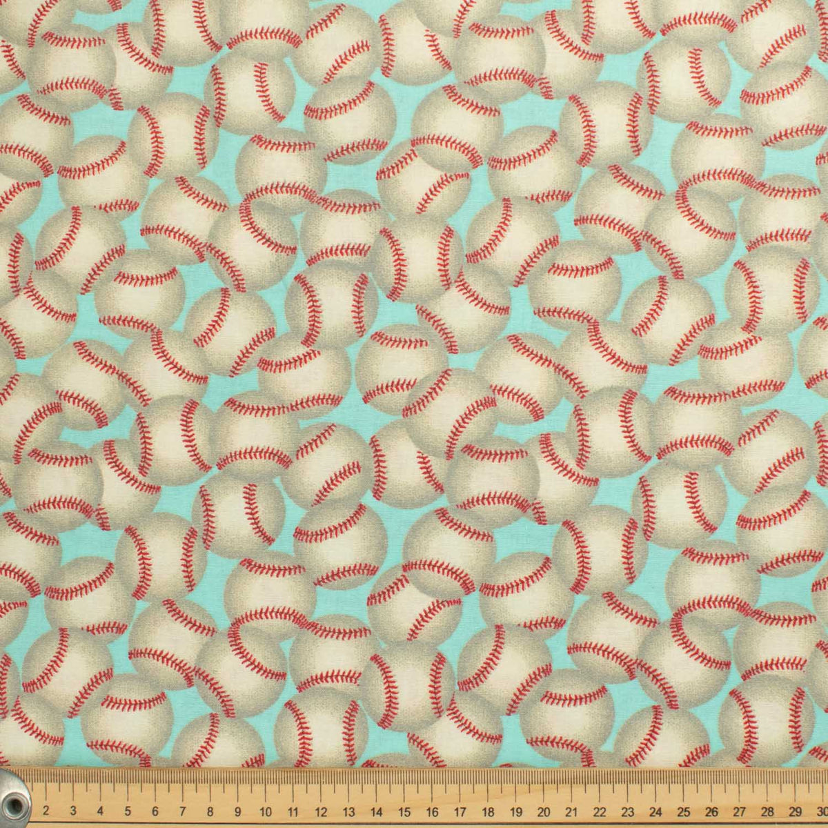 Abstract & Novelty Collection Baseball on Sky Blue Cotton Prints ...