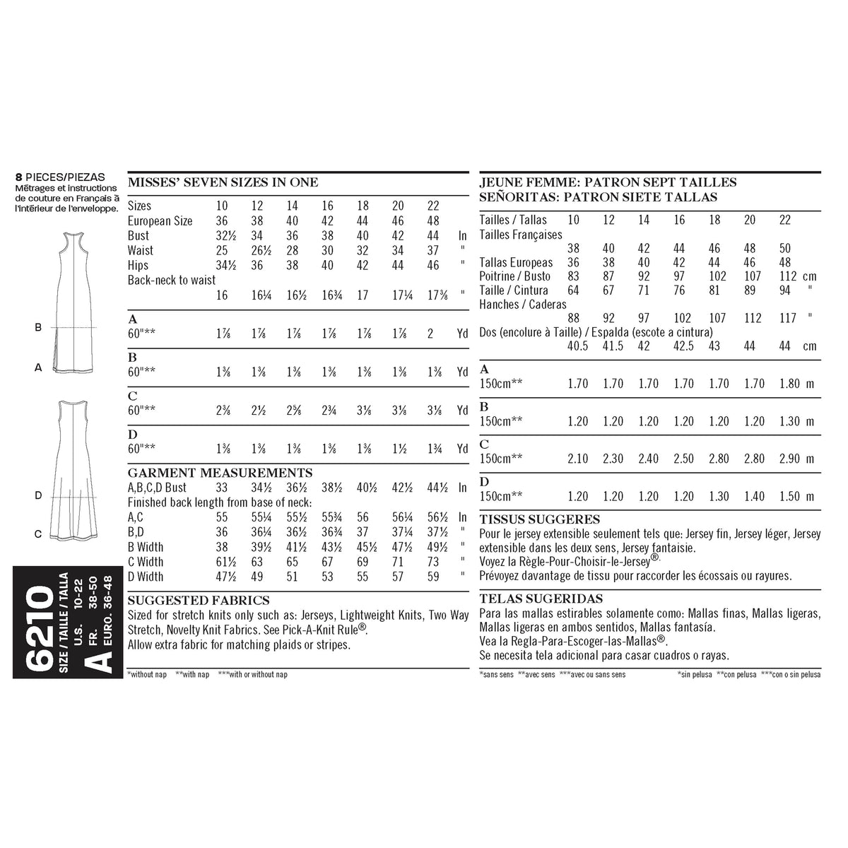 Misses' Knit Dress in Two Lengths - New Look Sewing Pattern N6210 ...