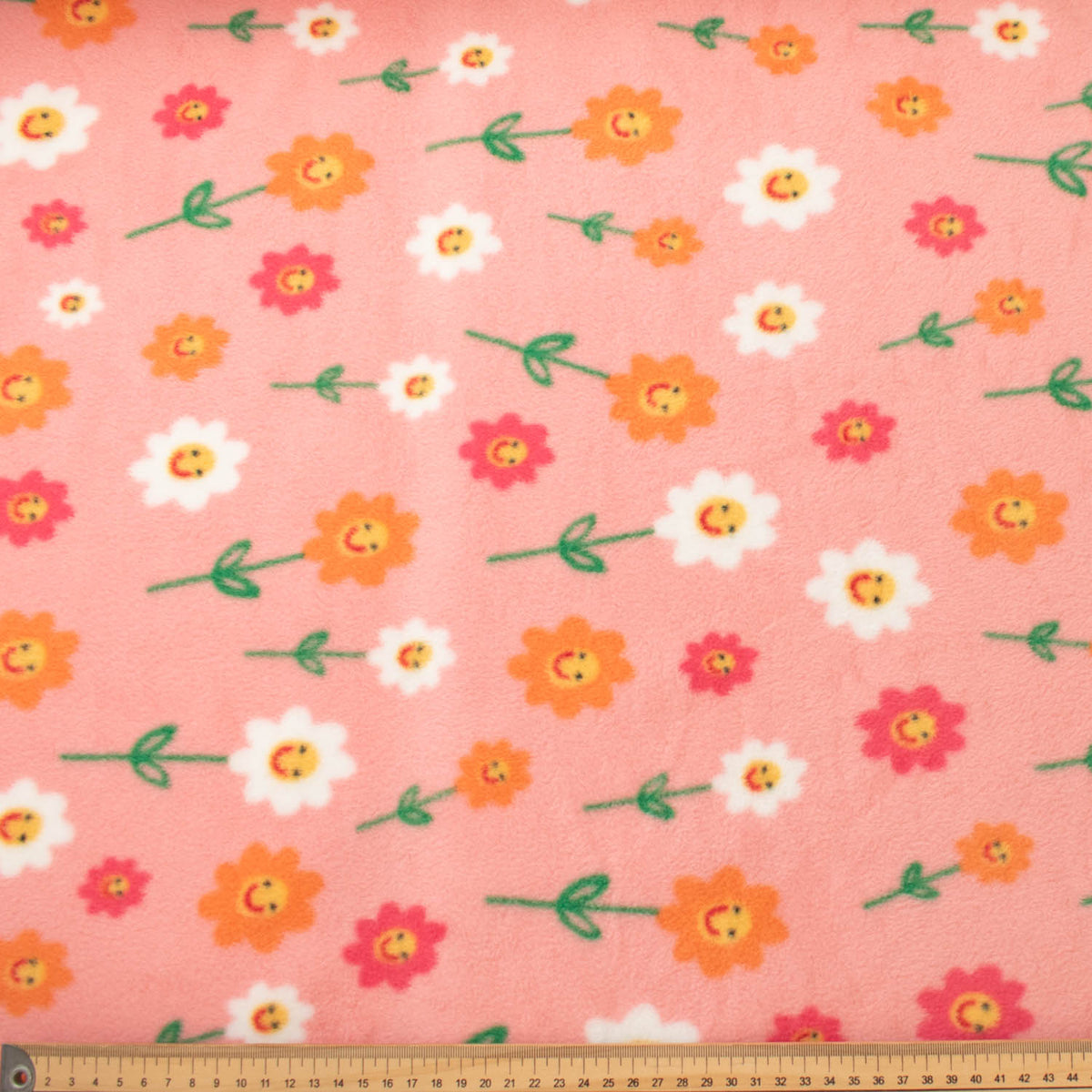 Colourful Daisies on Pink Printed Polar Fleece Design 100 – Homecraft ...