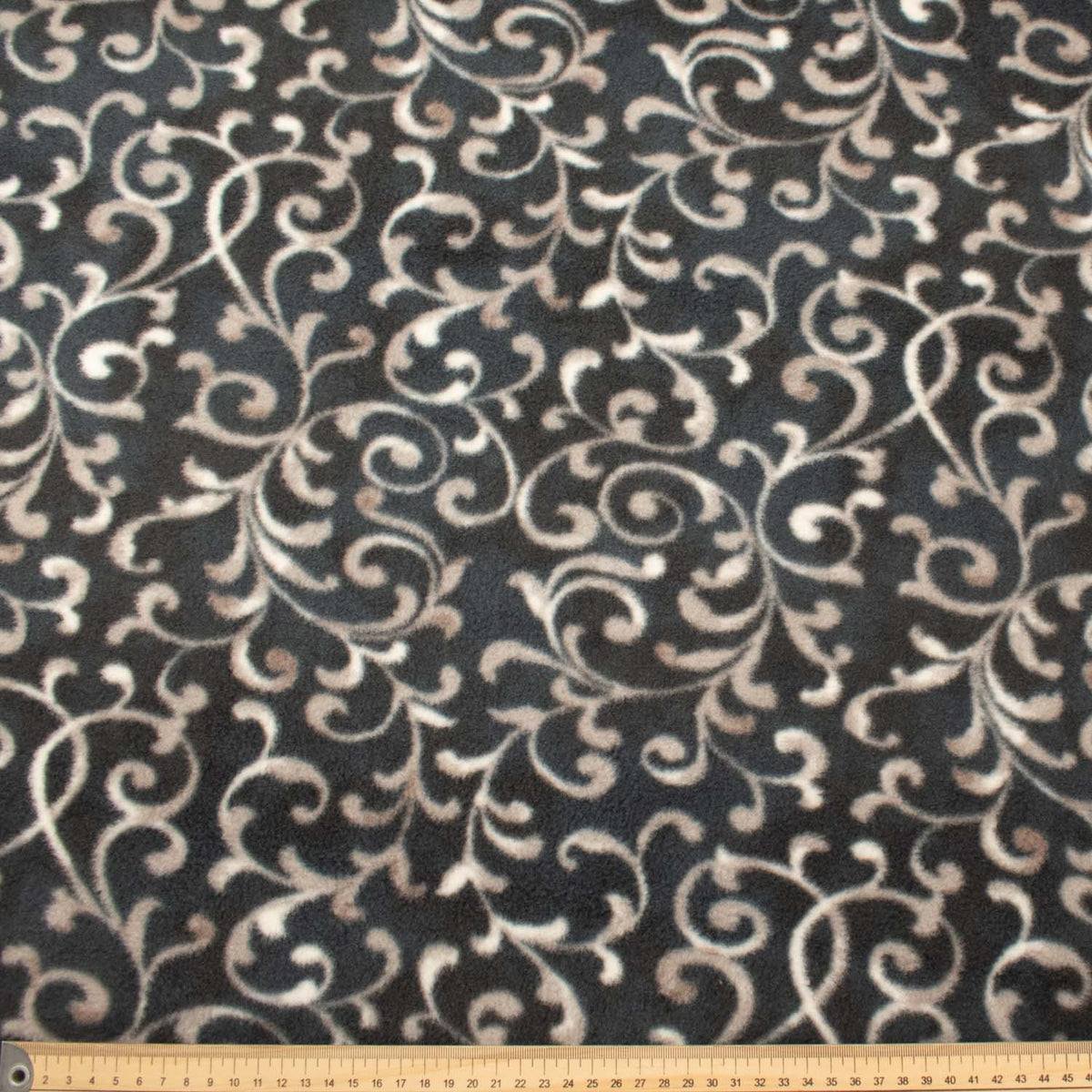 White Vines on Grey Printed Polar Fleece Design 116 – Homecraft Textiles