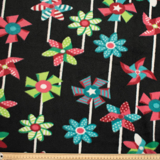Multi Coloured Flower Windmills Printed Polar Fleece Design 61 ...