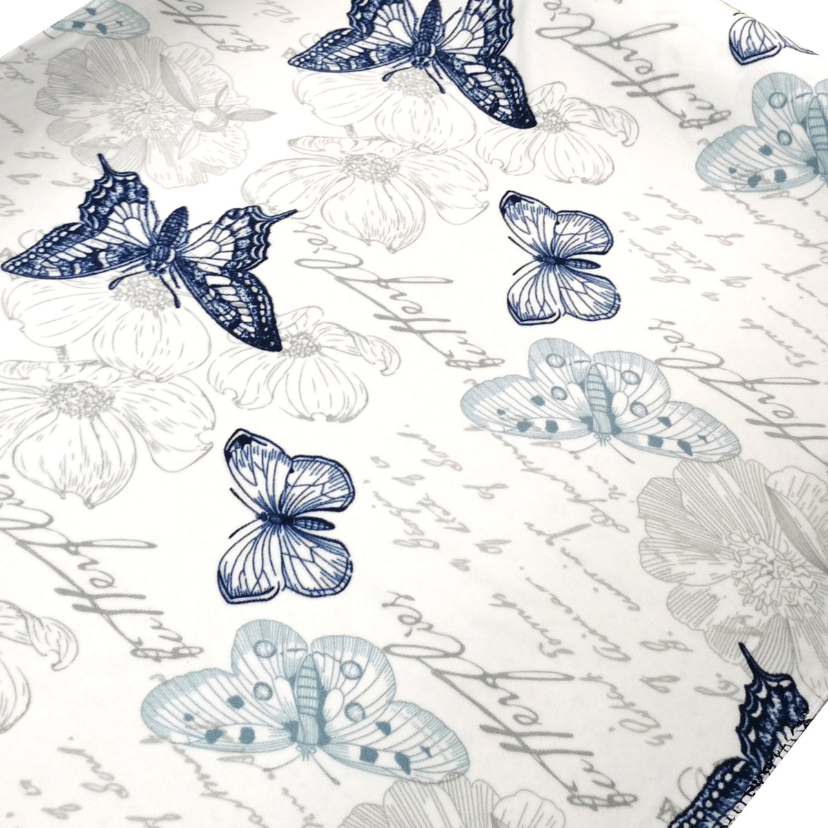 Blue Butterflies with Grey Flowers Printed Polar Fleece Design 68 ...