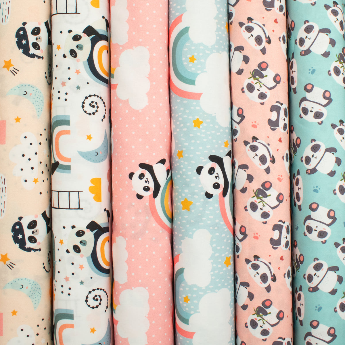 Panda Collection #01 Pandas & Paws on Blue Cotton Prints – Homecraft ...