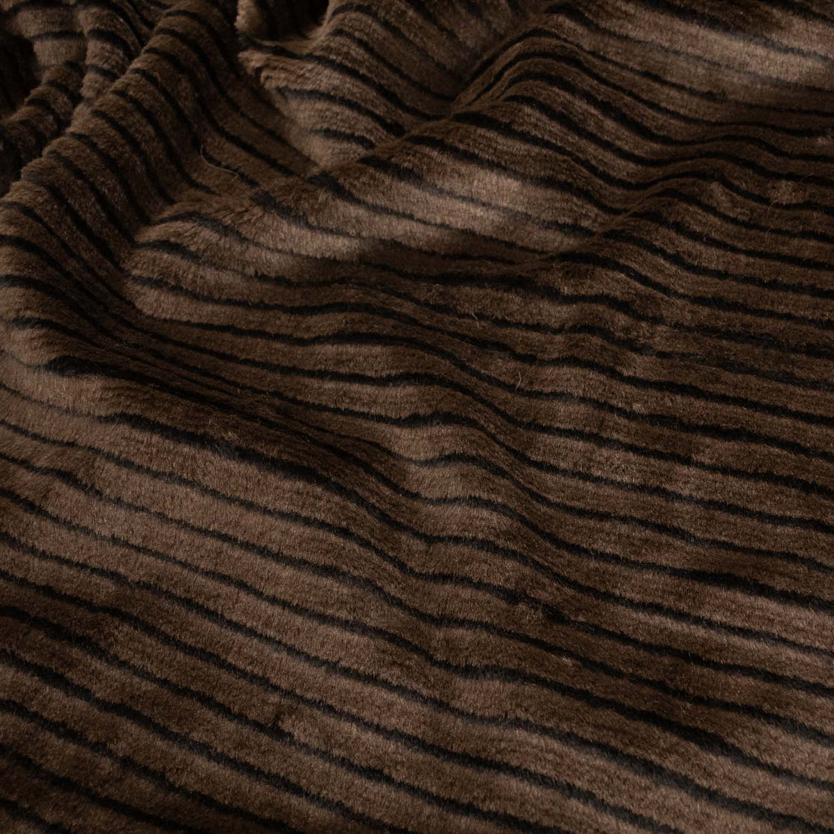 Patterned Plush Short Hair Faux Fur Brown Black Stripe by 25CM ...