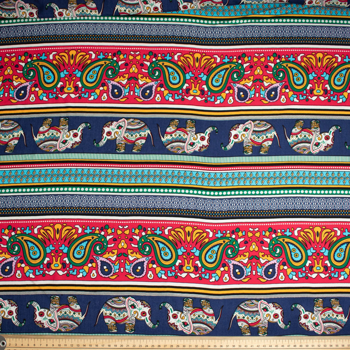 Printed Rayon Design-53 Purple Paisley & Blue Elephant – Homecraft Textiles